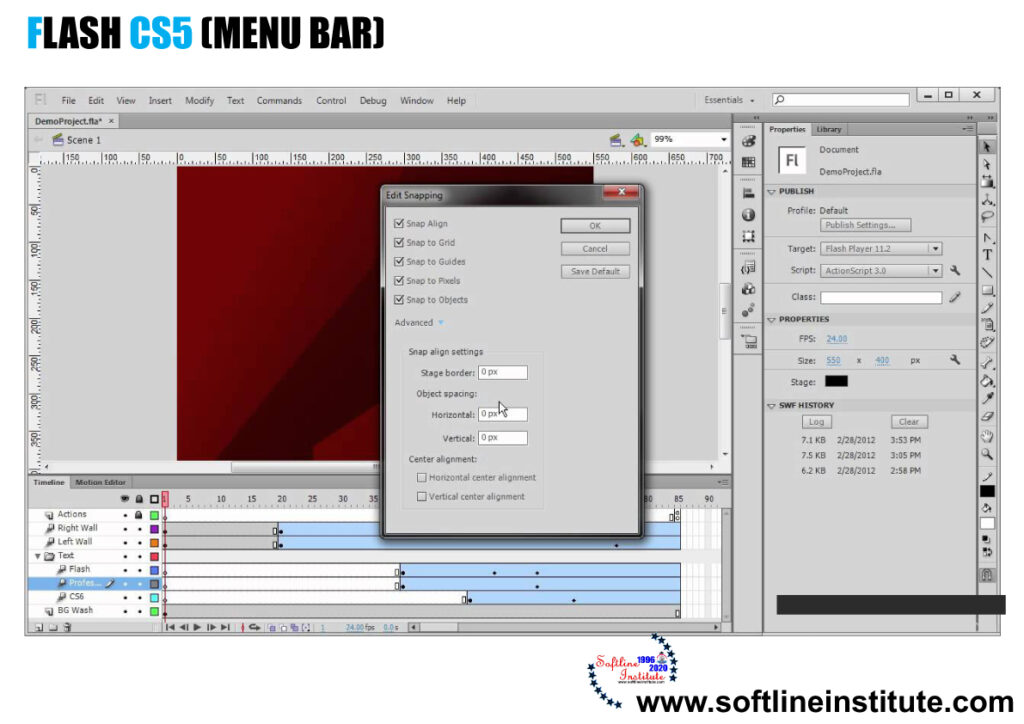 Menu Bar of Flash CS5 (Menu Bar) - Softline Insstitute